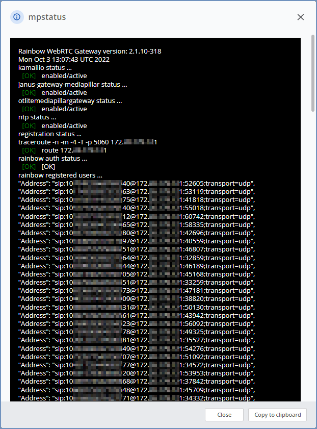 WebRTC Gateway Dashboard – Help