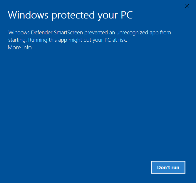 "Windows Protected your PC" and Blocks your Rainbow Desktop Application ...
