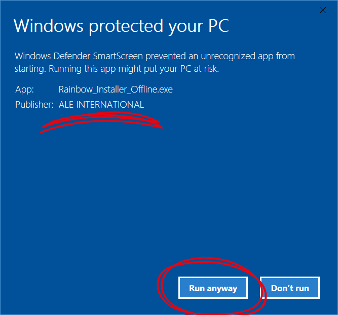 "Windows Protected your PC" and Blocks your Rainbow Desktop Application ...